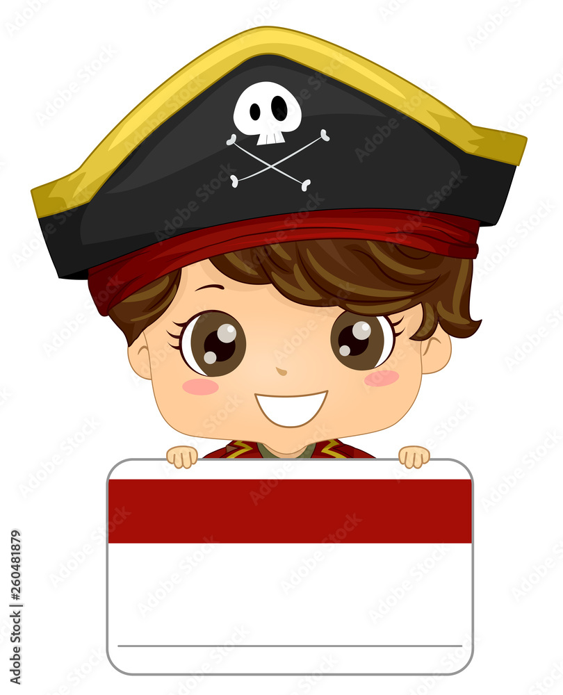 Kid Boy Pirate Name Tag Illustration Stock Vector | Adobe Stock