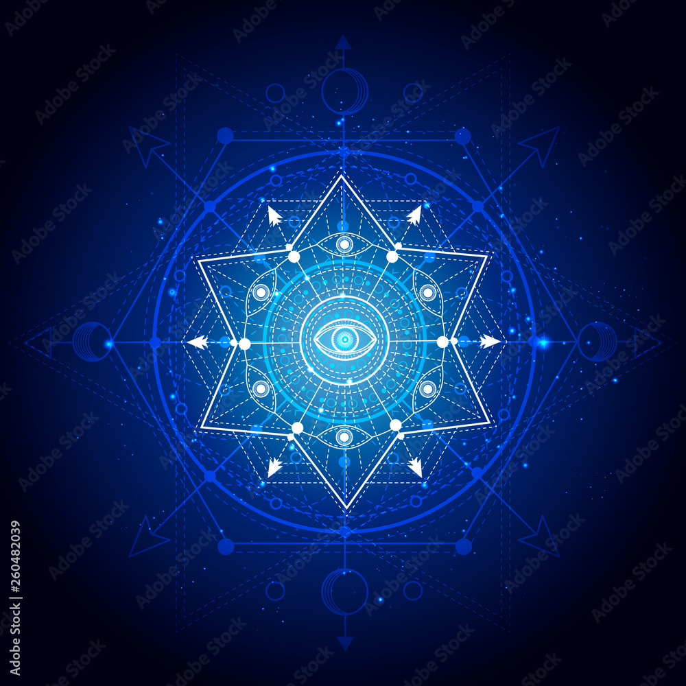 Vector illustration of Sacred or mystic symbol on abstract background ...