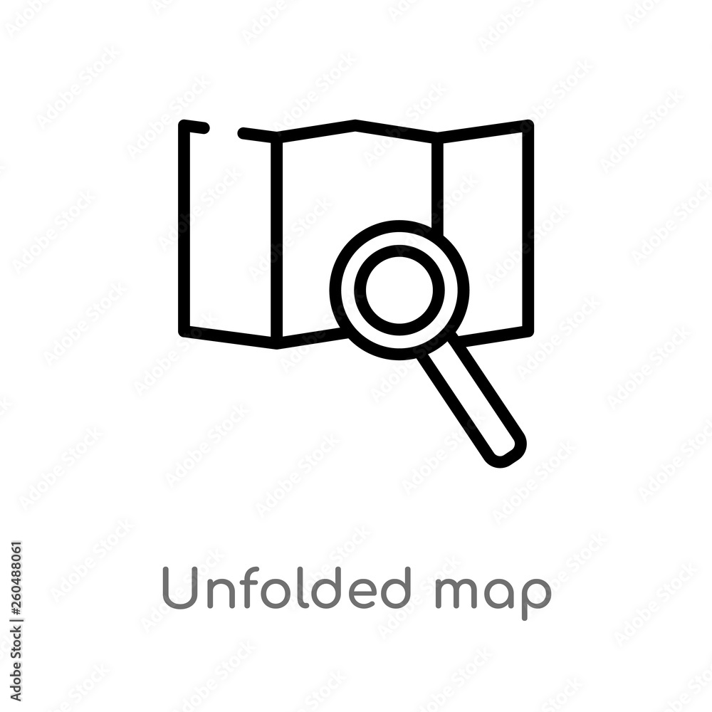 outline unfolded map vector icon. isolated black simple line element illustration from travel ...