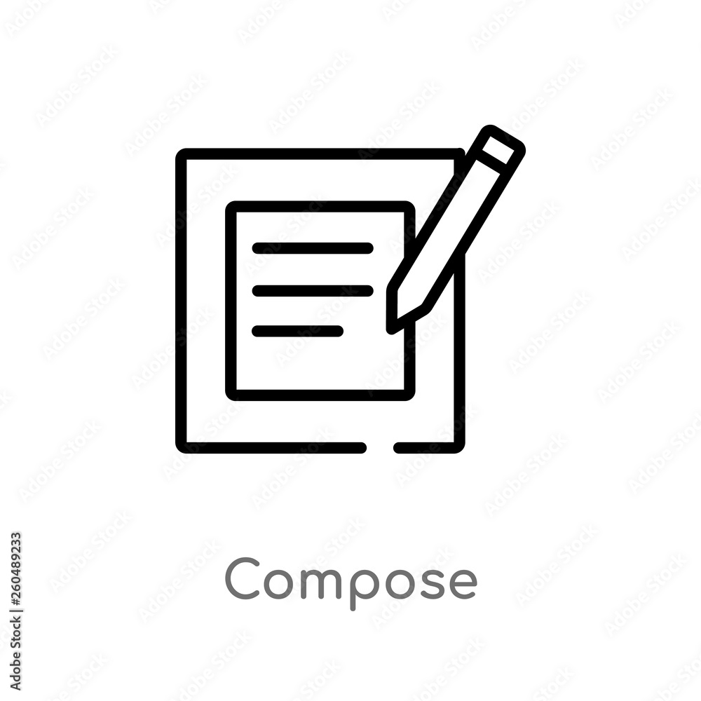 outline compose vector icon. isolated black simple line element ...