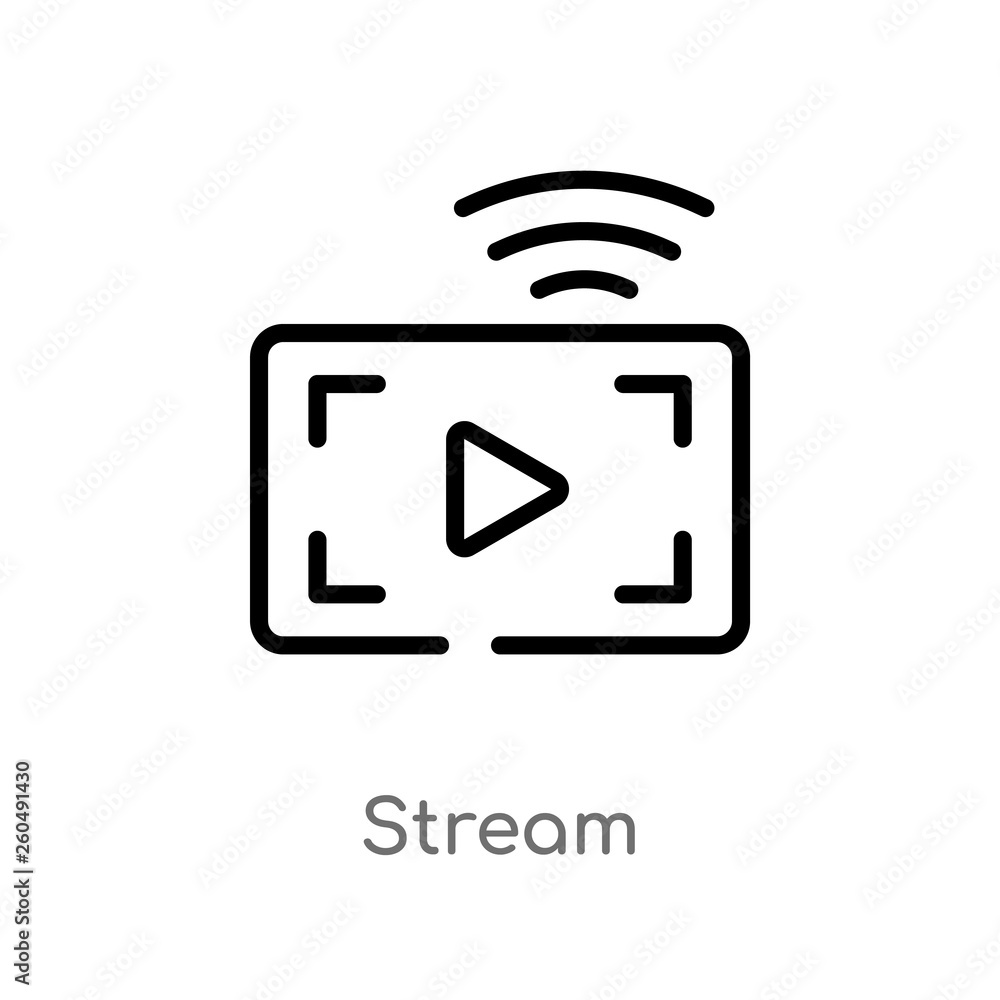 outline stream vector icon. isolated black simple line element ...