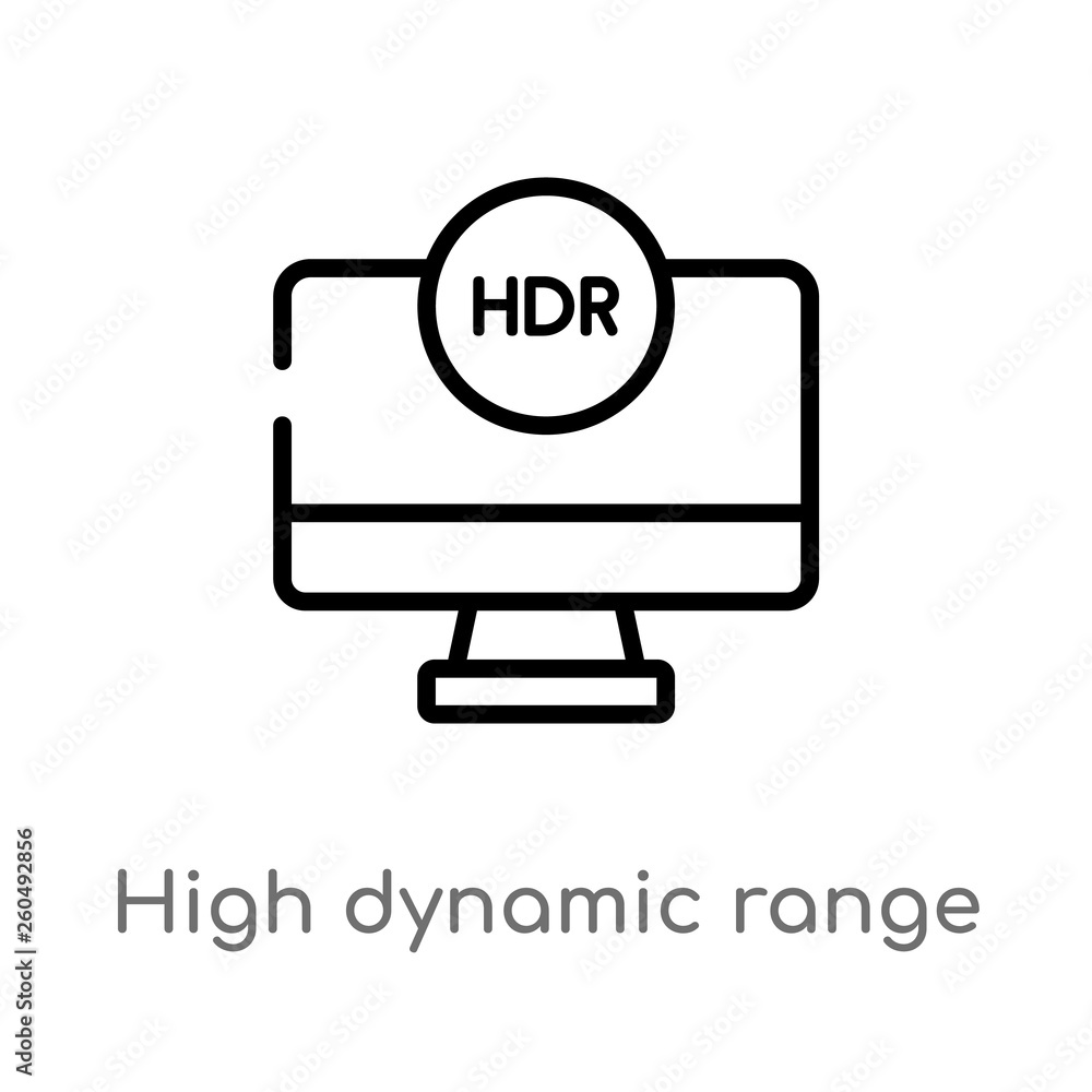 outline high dynamic range imaging vector icon. isolated black simple ...
