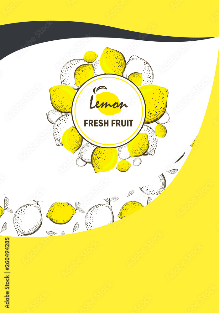 Packing template design of Lemon. Lemon vertical banner. Design for ...