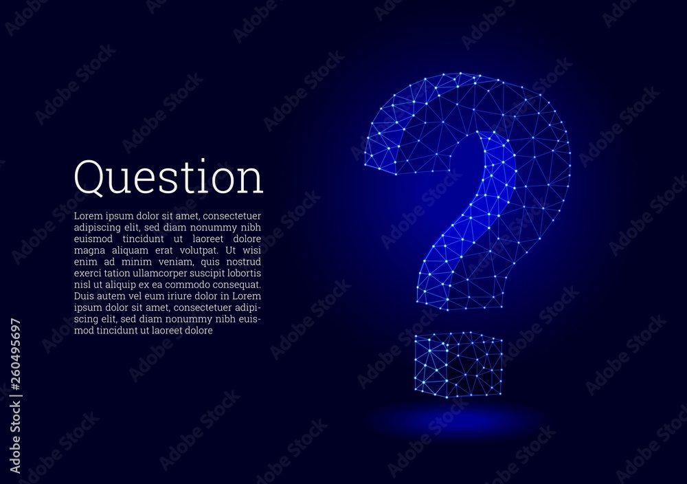 Question mark low poly wireframe style. Ask, help and problem symbol ...