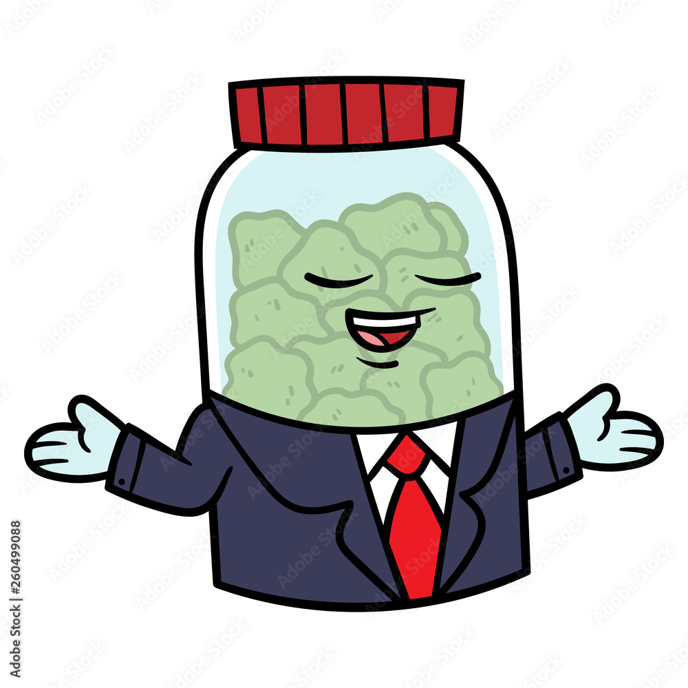 Cartoon Jar of Cannabis Wearing a Suit Stock Vector | Adobe Stock