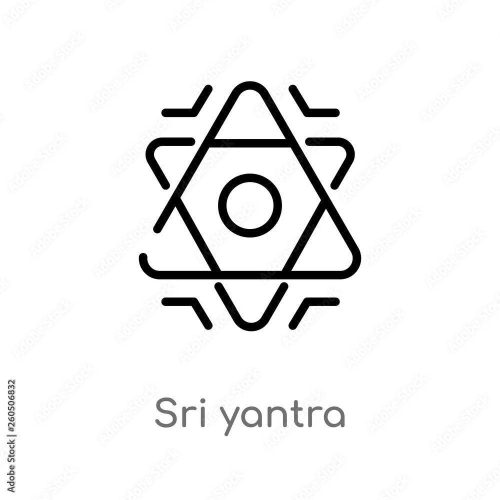outline sri yantra vector icon. isolated black simple line element ...