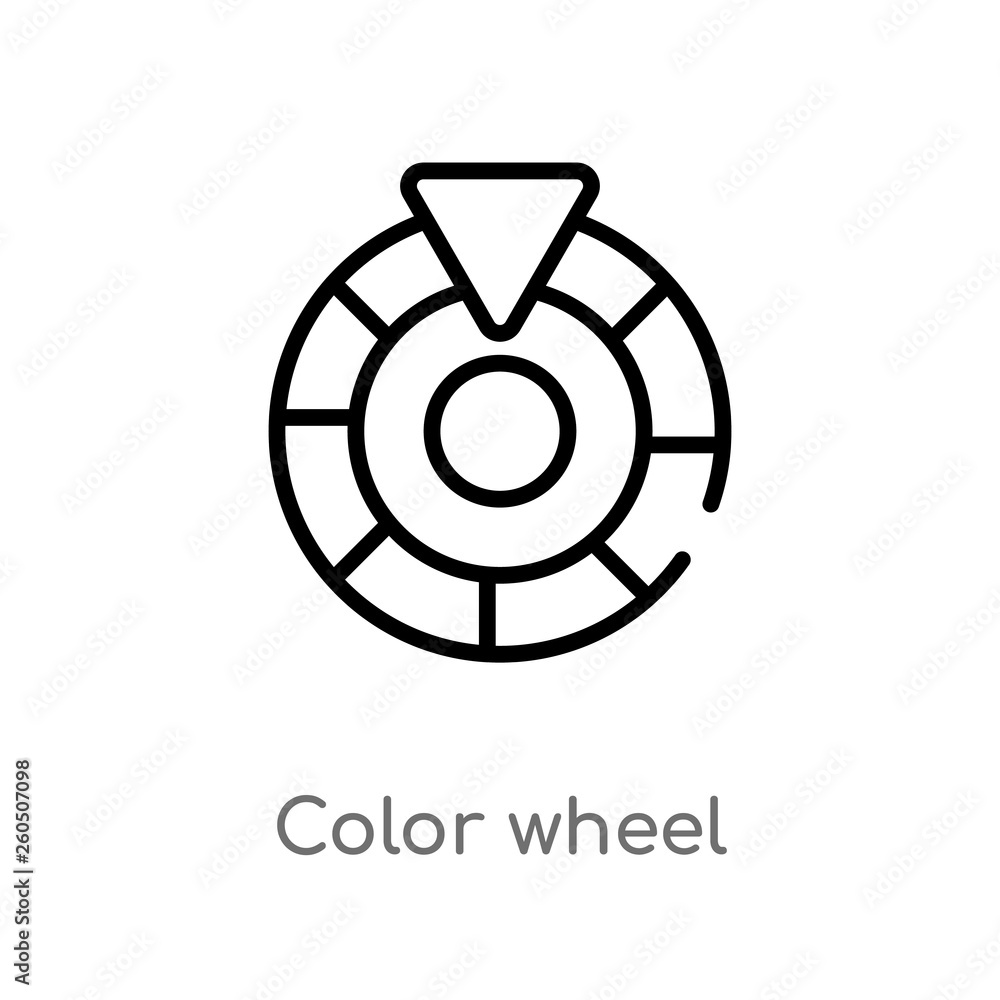 outline color wheel vector icon. isolated black simple line element ...