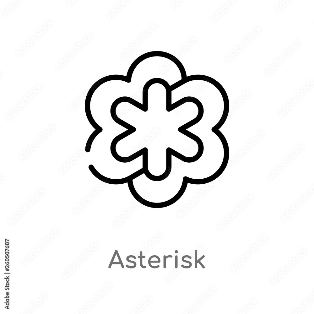 outline asterisk vector icon. isolated black simple line element ...