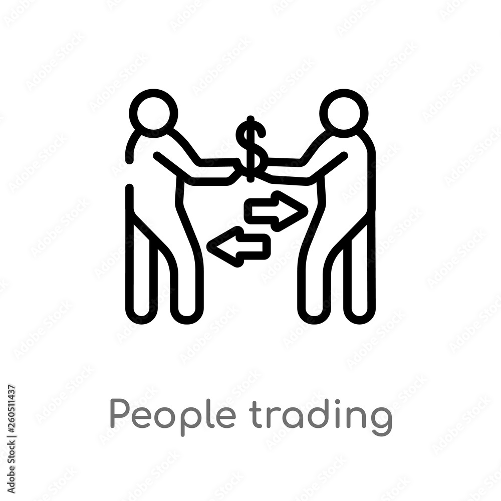 outline people trading vector icon. isolated black simple line element ...