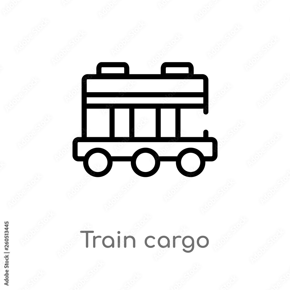 outline train cargo vector icon. isolated black simple line element ...