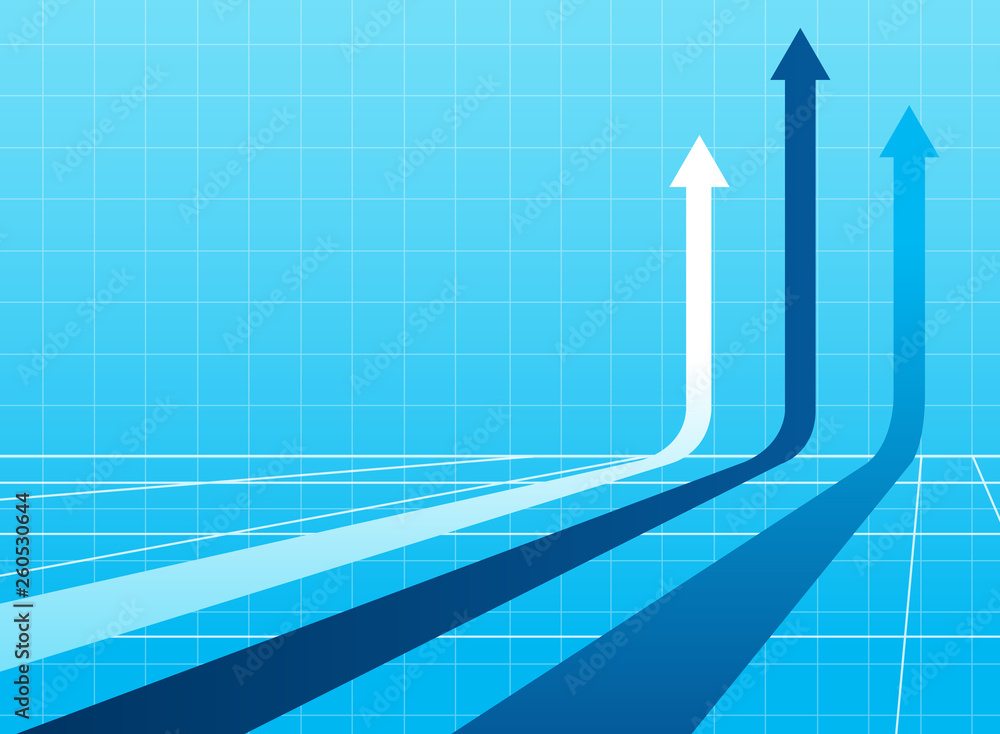 Three Arrows going up with copy space on a blue background Stock Vector ...