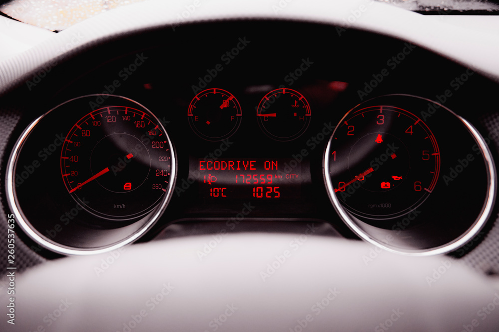 Modern Luxury car inside. Interior of prestige modern car. Black ...