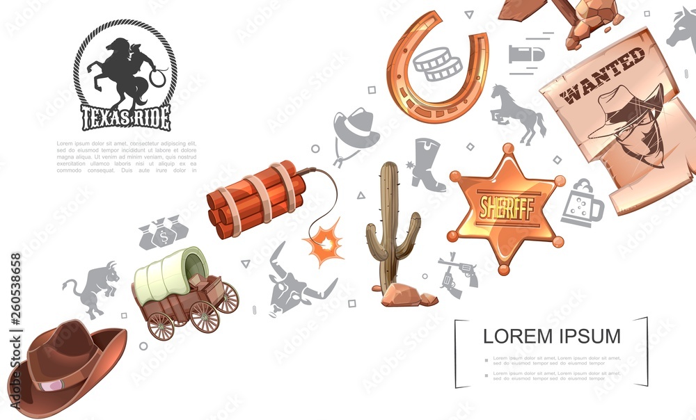 Cartoon Wild West Concept Stock Vector | Adobe Stock