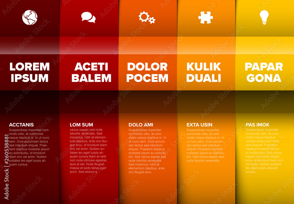 Infographic with Overlapping Red, Orange, and Yellow Columns Stock ...