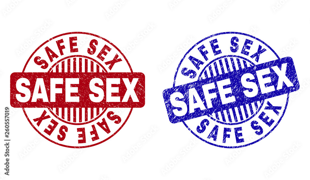 Vecteur Stock Grunge Safe Sex Round Stamp Seals Isolated On A White