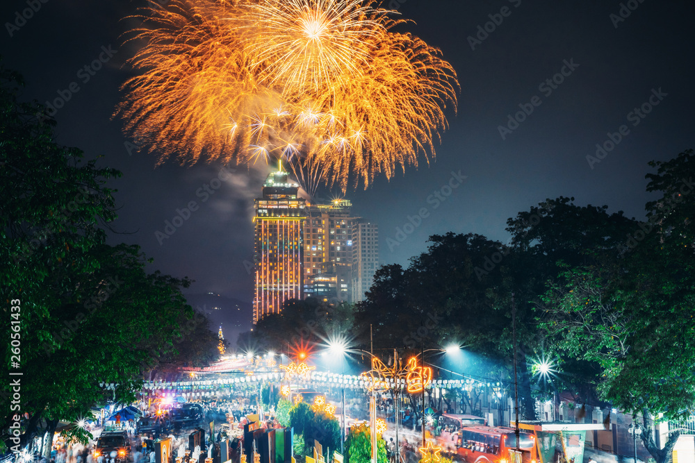 Fireworks on Sinulog Festival in Cebu City, Philippines Stock Photo ...
