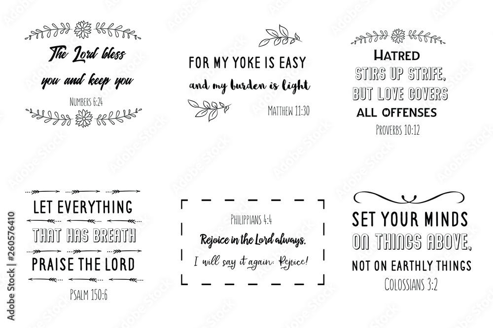 Set of Christian sayings. Bible verses vector quotes for typography and ...