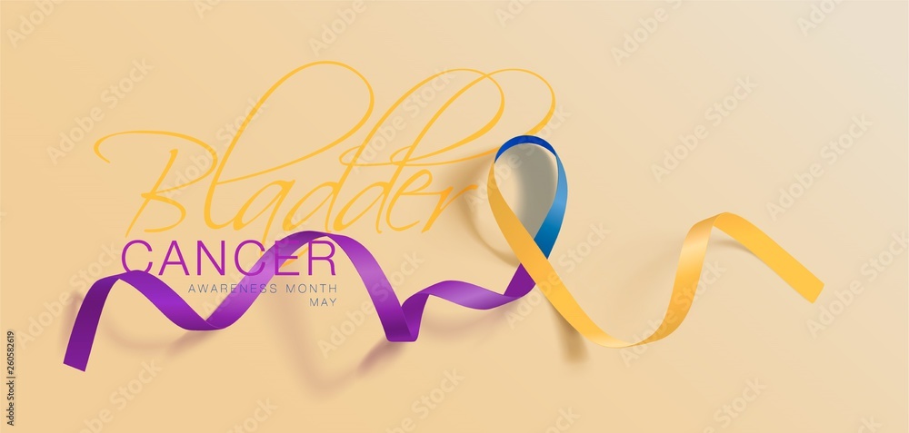 Bladder Cancer Awareness Calligraphy Poster Design. Realistic Marigold ...