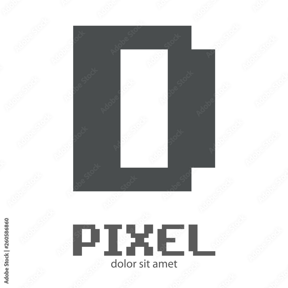Logotipo letra D mayúscula en pixels en color gris Stock Vector | Adobe ...