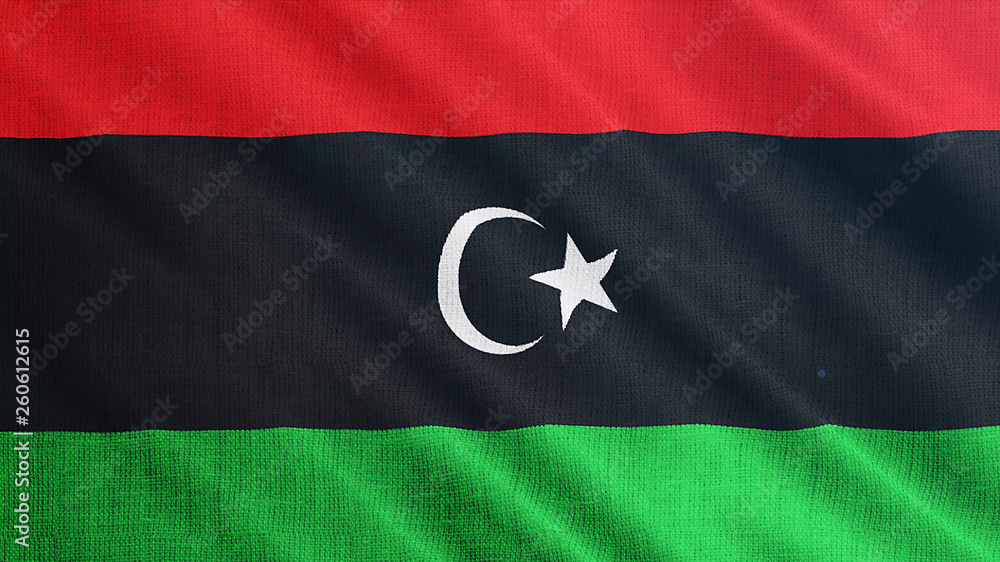 Libya flag is waving 3D illustration. Symbol of Libyan an national on ...