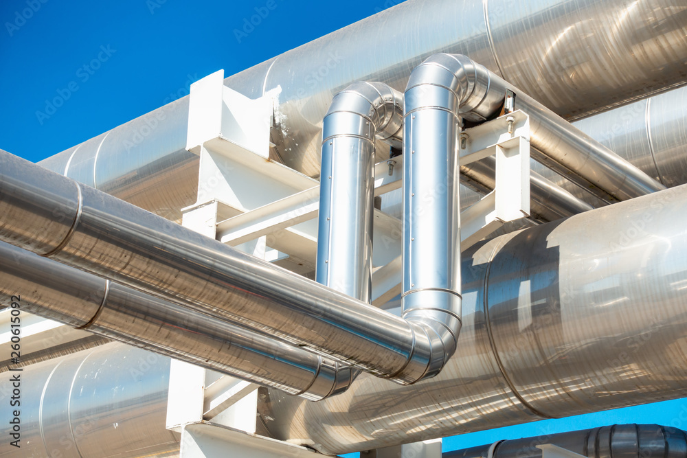 Air Chiller Pipeline and HVAC System of Department Store, Overhead ...