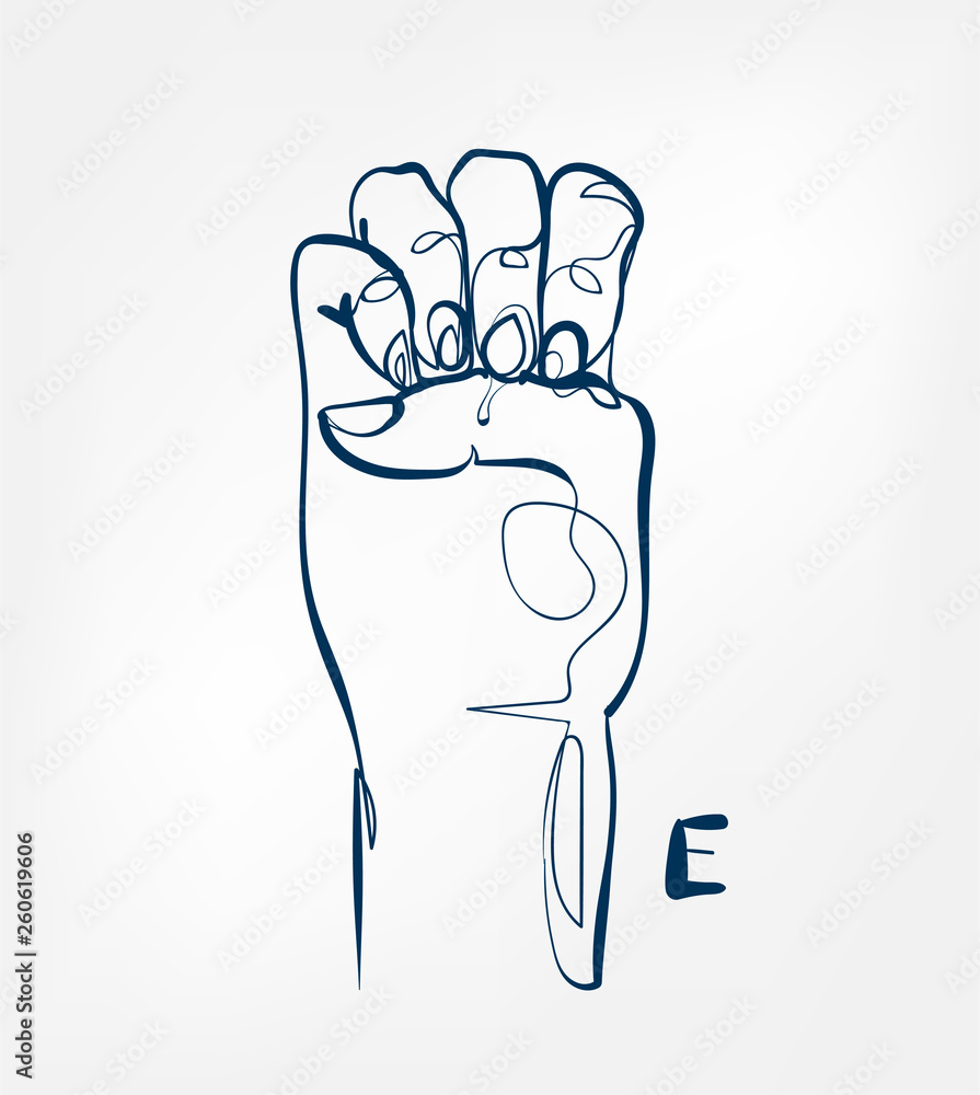 letter hand alphabet sign vector sketch line illustration Stock Vector ...