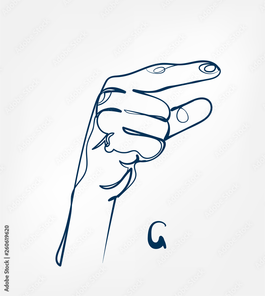 letter hand alphabet sign vector sketch line illustration Stock Vector ...
