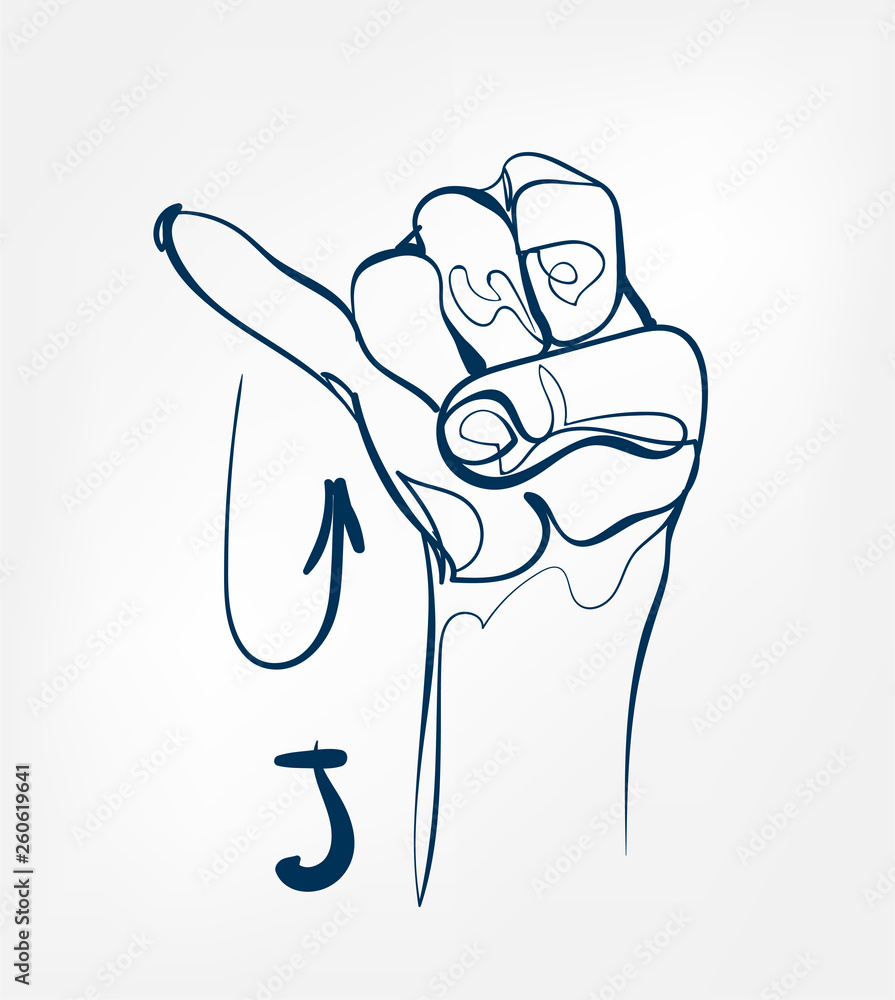 letter hand alphabet sign vector sketch line illustration Stock Vector ...