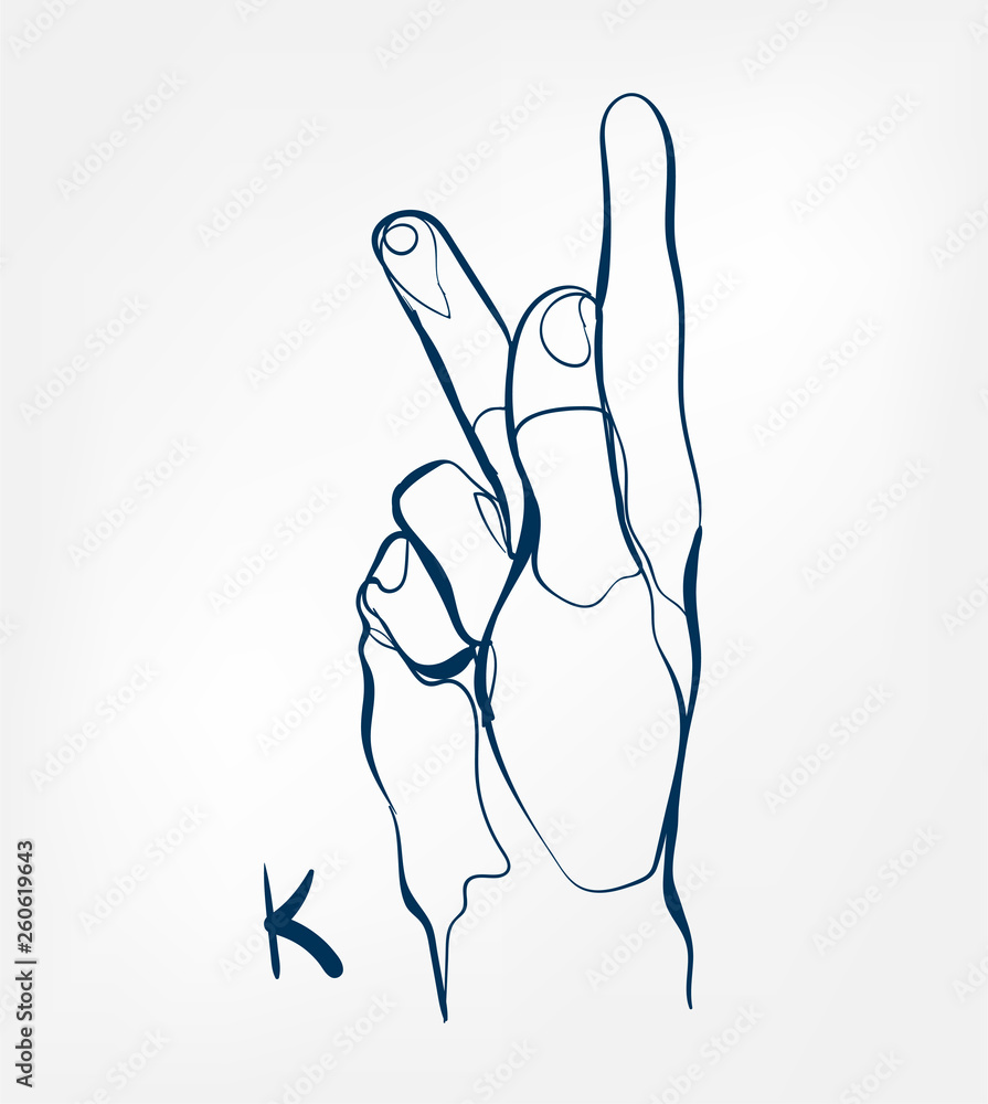 letter hand alphabet sign vector sketch line illustration Stock Vector ...