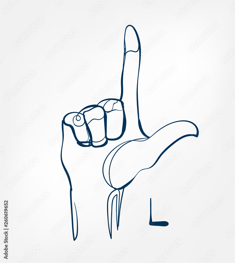 letter hand alphabet sign vector sketch line illustration Stock Vector ...