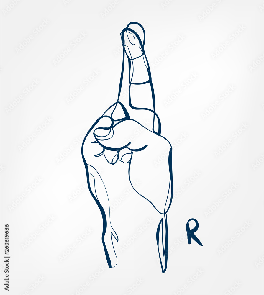 letter hand alphabet sign vector sketch line illustration Stock Vector ...