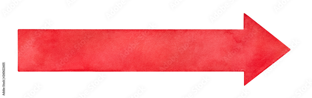 Long bright red arrow watercolour sketchy drawing. Colorful background ...
