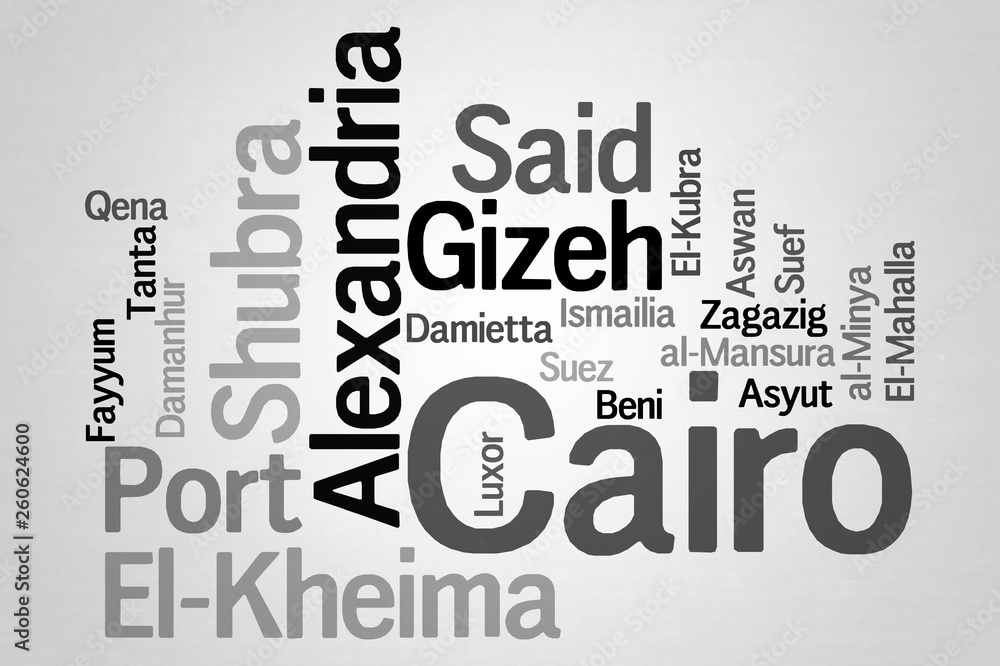 Cairo Word cloud with cities of Egypt Stock Illustration | Adobe Stock