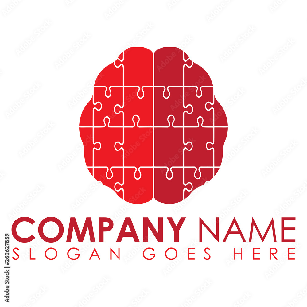 Red Color Puzzle Brain Logo,this brain logo for psychology/health ...
