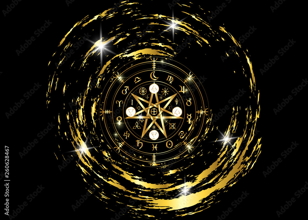 Wiccan symbol of protection. Gold Mandala Witches runes, Mystic Wicca ...