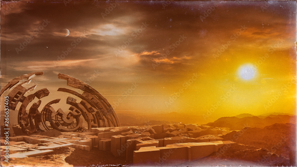 concept art of majestic ancient advanced civilization ruins in an alien ... concept art of majestic ancient advanced civilization ruins in an alien ...