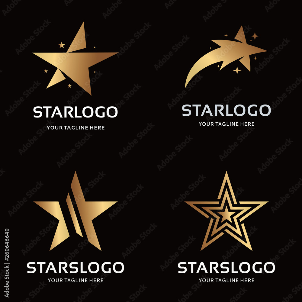 Collection of Gold Star Logo Design Template Inspiration Stock Vector ...