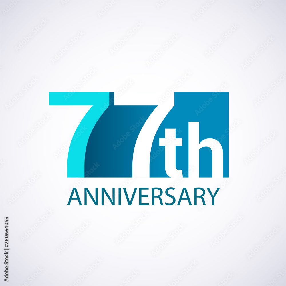 Template Logo 77 anniversary blue colored vector design for birthday ...
