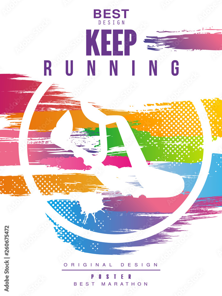 Keep running poster best gesign, colorful poster template for sport ...