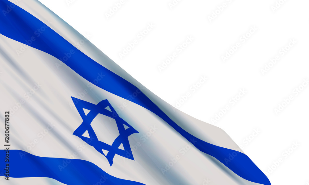 Background with realistic Flag of Israel on white background. Vector ...