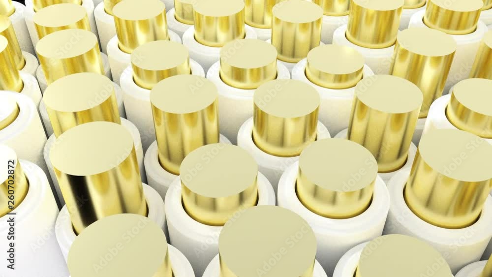 Abstract set of 3d metal cylinder shapes background render animation ...