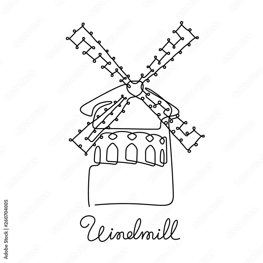 Moulin Rouge continuous line vector illustration Stock Vector | Adobe Stock