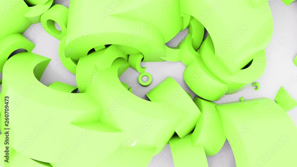 3D shapes round cylinders on white wall. Set of 6 different colors. 4K ...