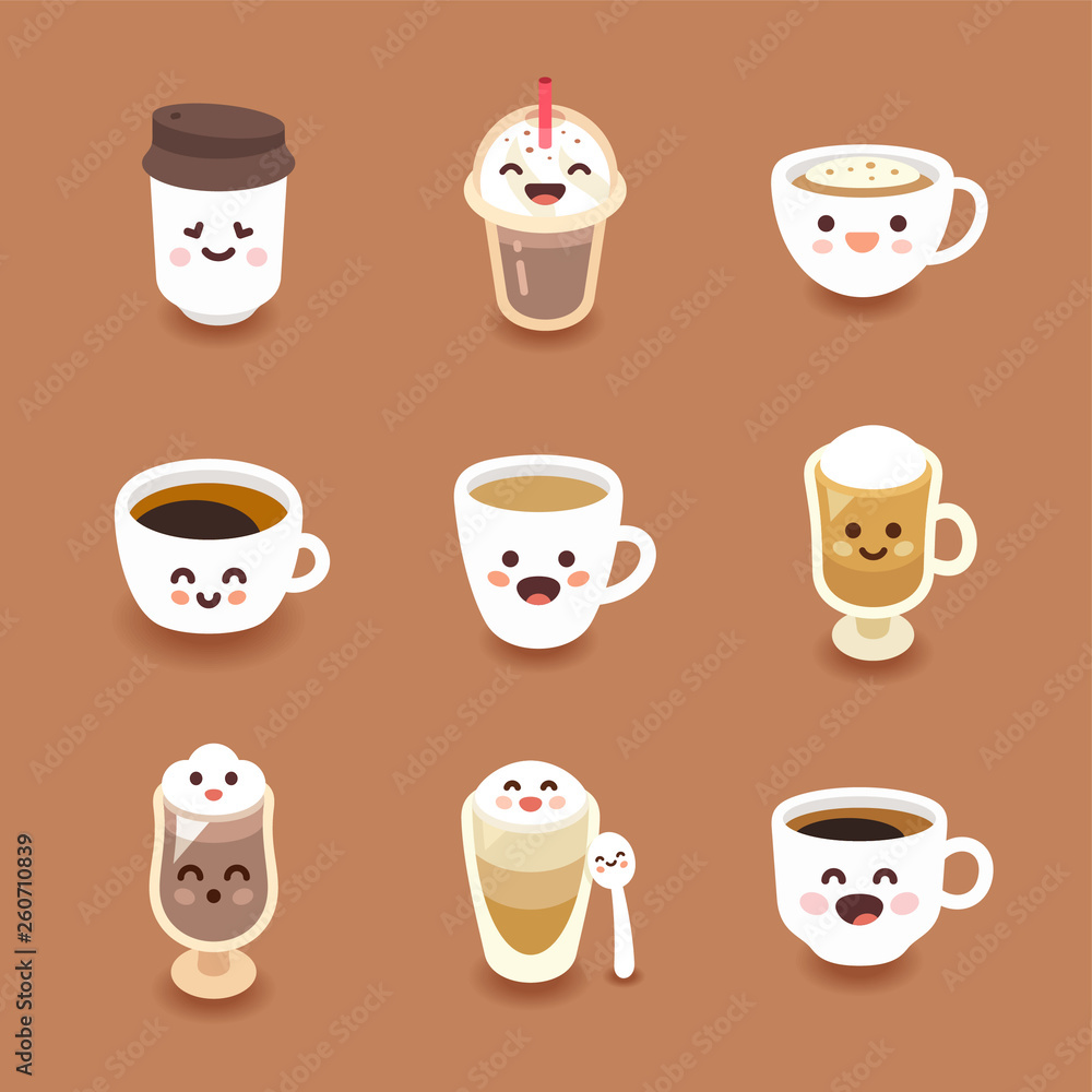 Cute coffee set Stock Vector | Adobe Stock