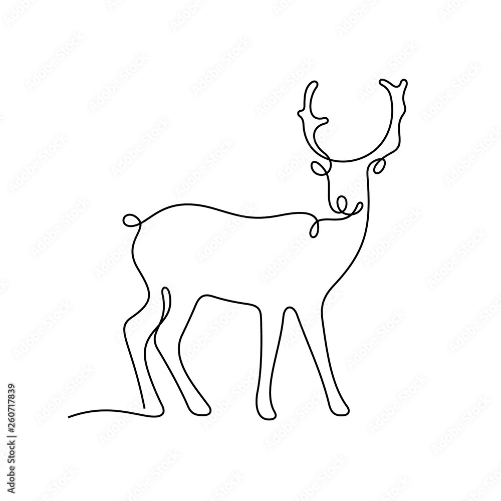 Reindeer continuous line vector illustration Stock Vector | Adobe Stock