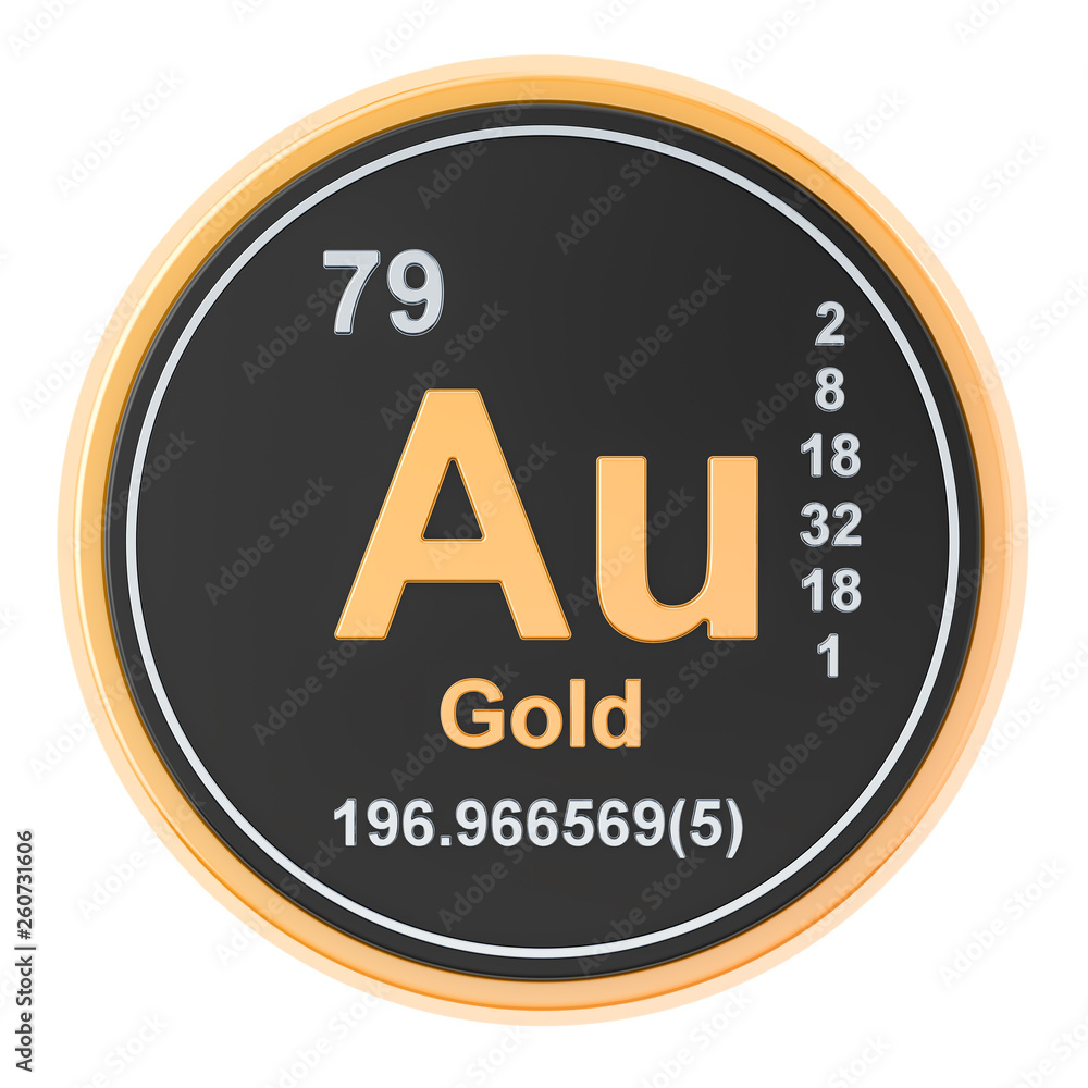 Gold aurum Au chemical element. 3D rendering Stock Illustration | Adobe ...