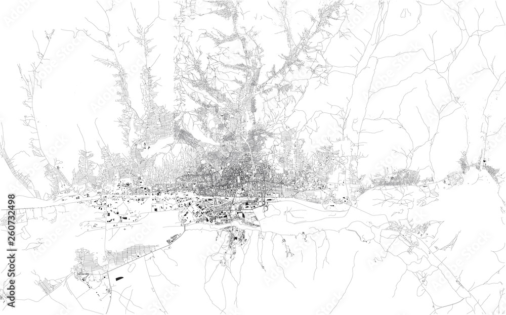 Satellite map, Ulaanbaatar, Ulan Bator is the capital and largest city ...