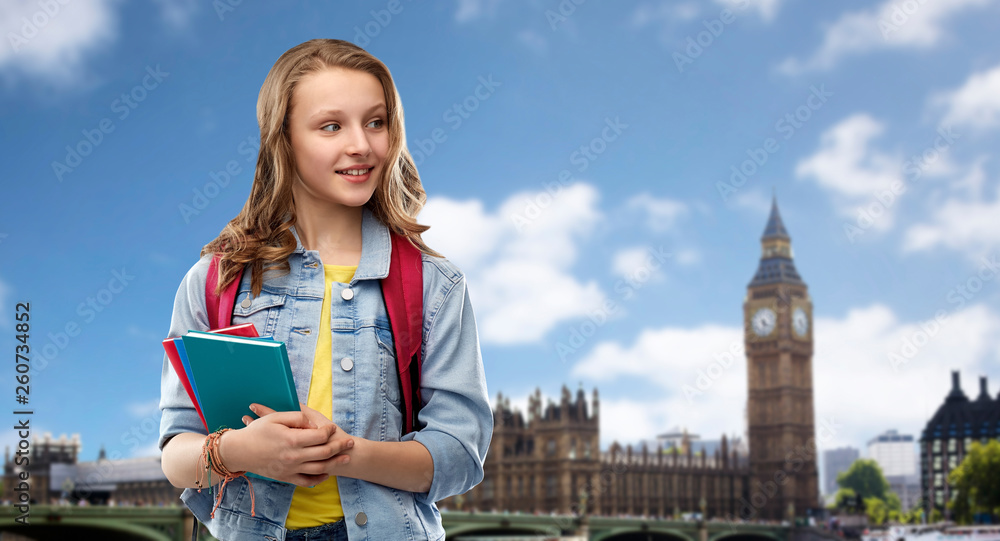 education, school and people concept - happy smiling teenage student ...