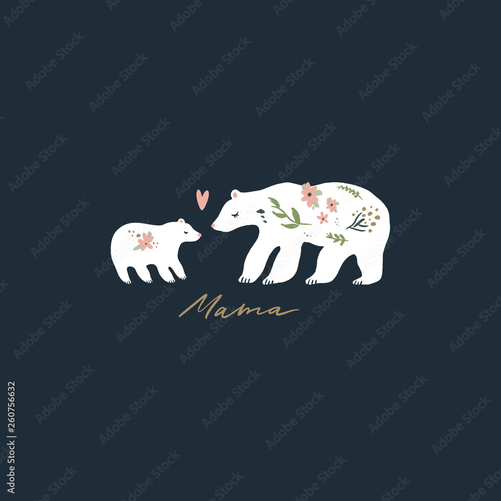 Mama bear nursery vector image, baby art, nursery design Stock Vector ...