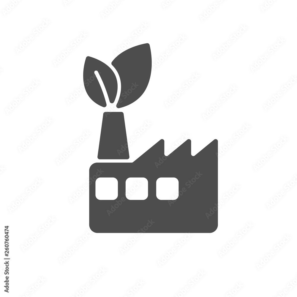 factory with leaves instead of smoke vector icon isolated on white ...